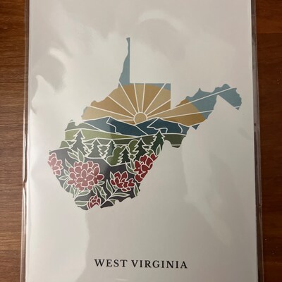West Virginia Physical Art Print State Wall Art 5x7, 8x10, 11x14, 16x20 ...