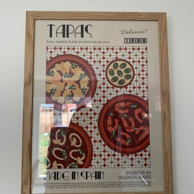 Tapas Print, Spain Poster, French Retro, Kitchen Decor, Food Art, Mid ...