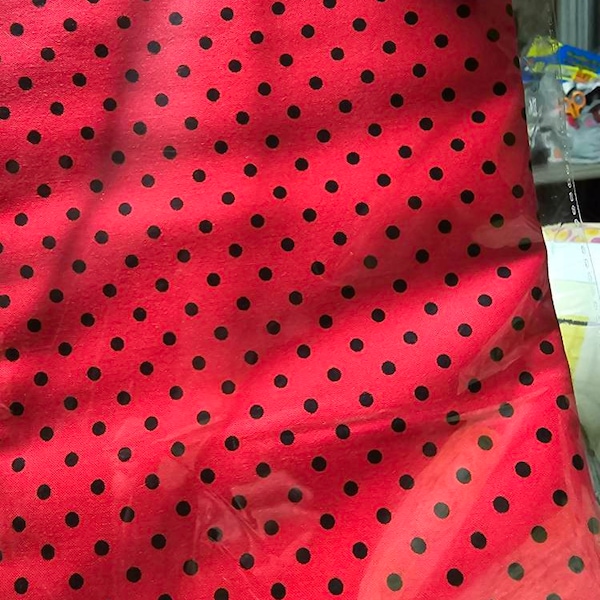 Polka Dot Fabric, by the Yard, Dot, Timeless Treasures, Red With Black ...