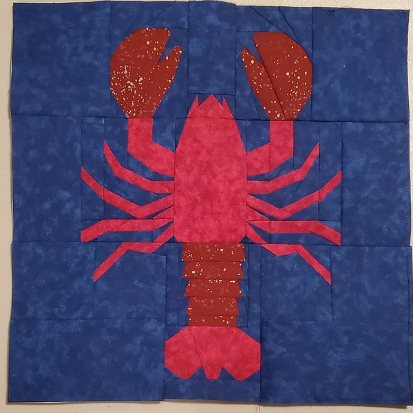 The Lobster Quilt Block #47 - 12 Inch PDF Paper Piecing Pattern - Etsy