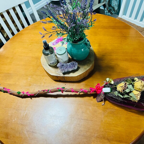 Victorian Style Witches Broom With Lucky Key and Old World Adornment ...