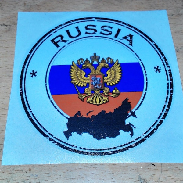 Russia Seal Sticker Round Flag for Laptop Book Fridge Guitar Motorcycle ...