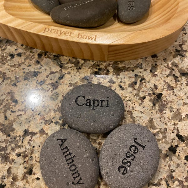 Name Stones in Gray With Black, Great Family Gifts. Custom Engraved ...