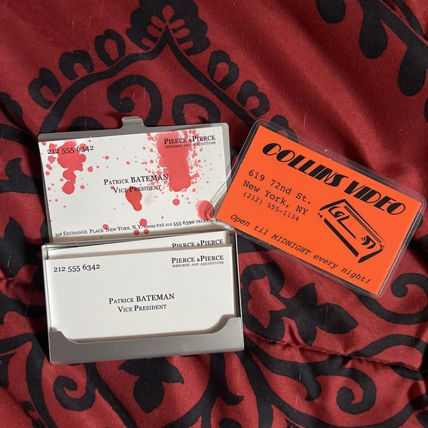 Patrick Bateman Business Card Case and Video Store Rental Card American ...