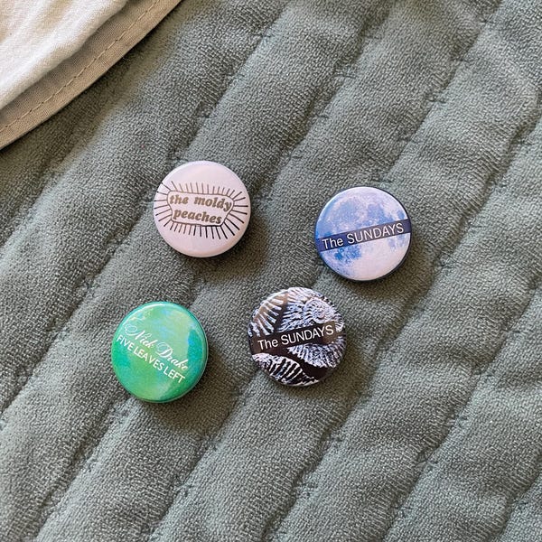 Three Moldy Peaches 25mm 1 Inch Button Pin Badges With Striking Black ...