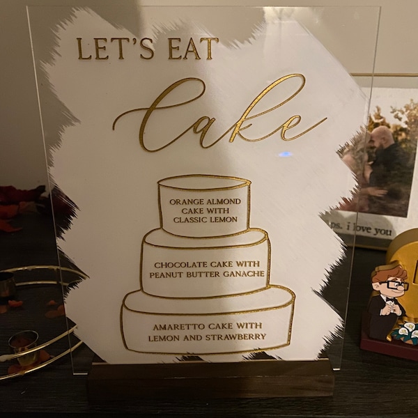 Acrylic Cake Menu Sign | Wedding Cake Flavors Sign | Cake Table Sign ...