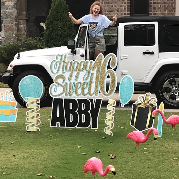 Personalized Large Happy Birthday With Age Set Yard Card Signs With ...
