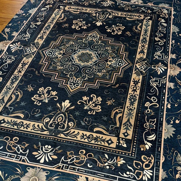 Dark Academia Wildflower Rug | Floral Aesthetic Ornate Gothic Home ...