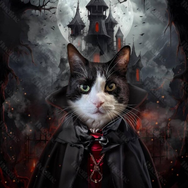 Custom Witch Pet Portrait From Photo Perfect Gothic Gift Dark Pet Gift ...