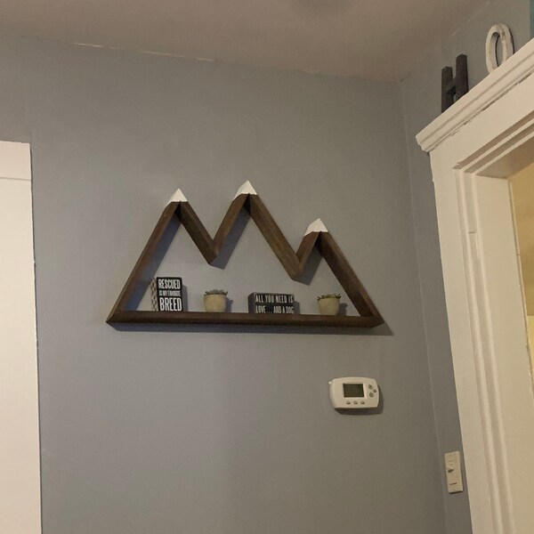 Black Large Wood Shelf Mountain Shelf With Snow Blue Pine Alter Shelf ...