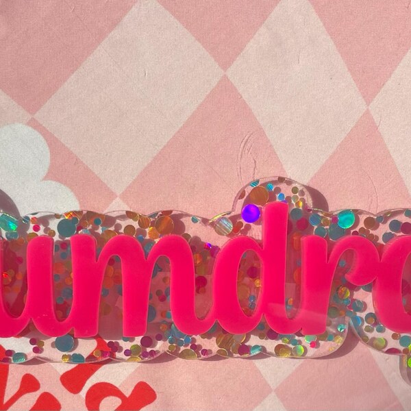 Personalized Acrylic Name Keychain: Polka Dot Backpack Tag - Etsy