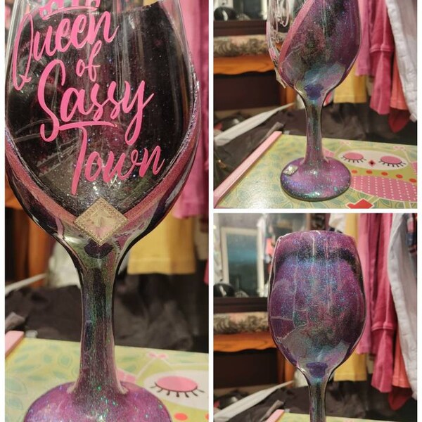 Personalized, Glitter, Rhinestone, Wine Glasses,smooth Finish ...