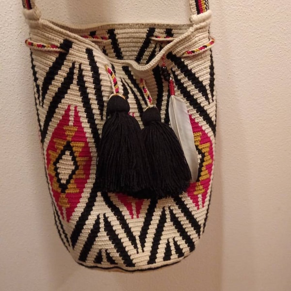 Fairtrade Pink WAYUU Bag, Mochila From Colombia, Medium Crochet ...