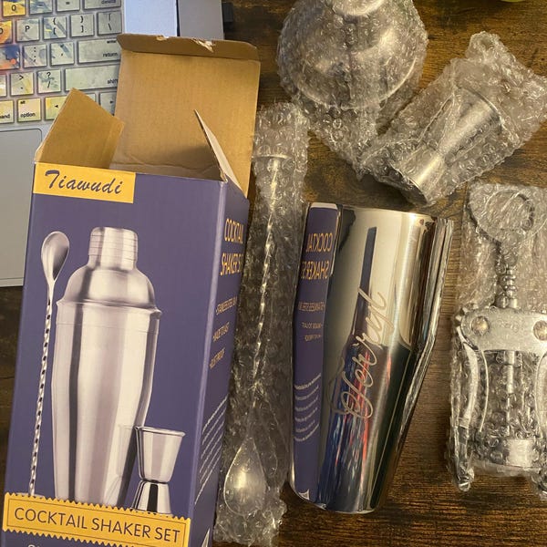 Personalized COCKTAIL SHAKER SET Mixer Drinkware Bar Bartender Barware ...