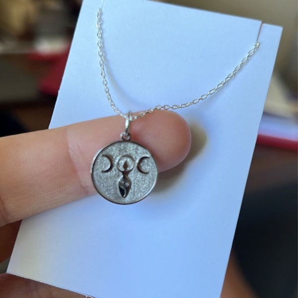 14k Gold Triple Moon Goddess Necklace, Personalized Triple Moon Pendant ...