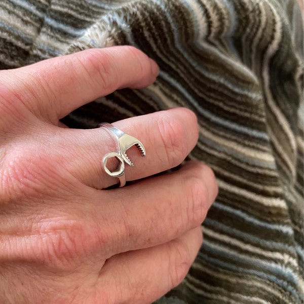 Sterling Silver Wrench Ring: Mechanic Tool Band, High Polish - Etsy