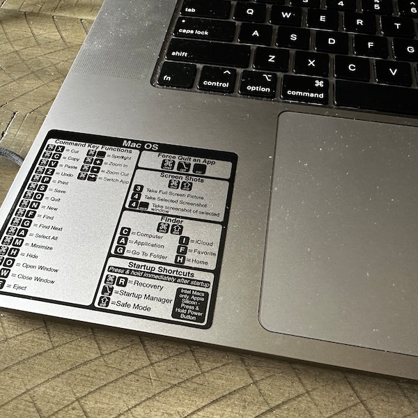 Mac OS MacBook Keyboard Shortcut Decal Sticker - Etsy