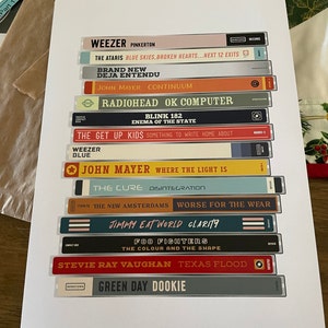 Personalised CD Stack Print, Retro Music Poster, Custom Favourite Song ...