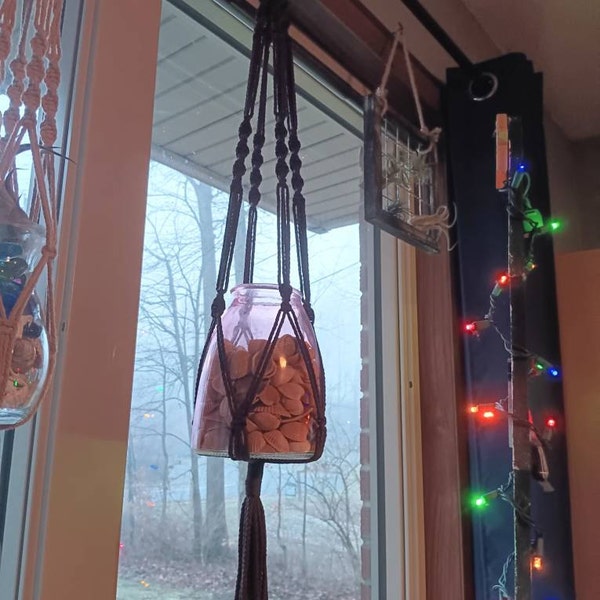 Hand Crafted Macrame Plant Hanger- Lamb's Wool 35" - Etsy
