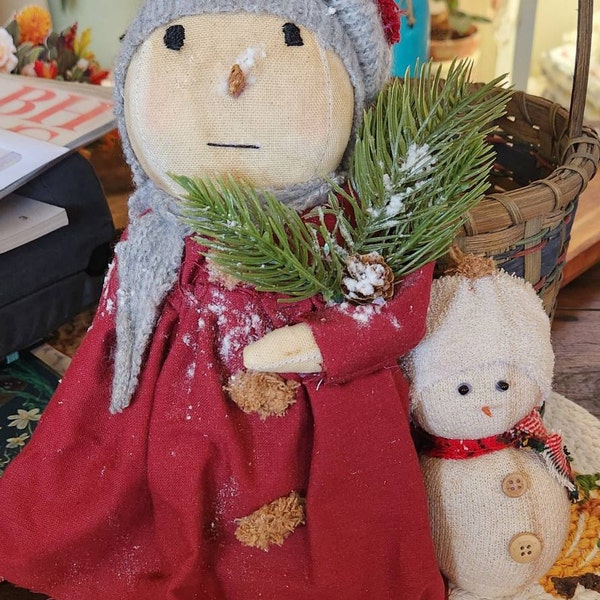 Primitive Snowman- Handmade Snowman - Primitive Snowman Doll ...