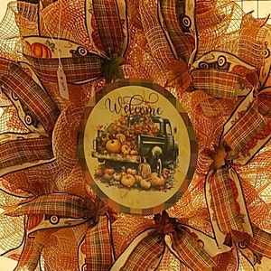 Autumn Greetings Wreath Sign, Signs for Wreaths, Metal Wreath Signs ...