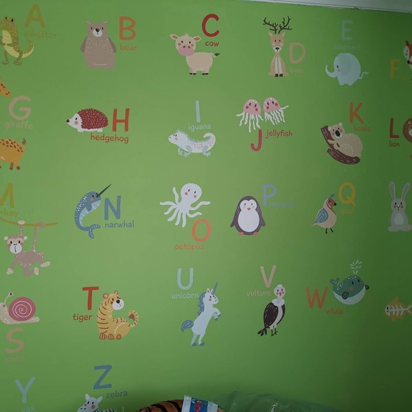 Animal Alphabet Wall Sticker, Alphabet Wall Decal - Etsy