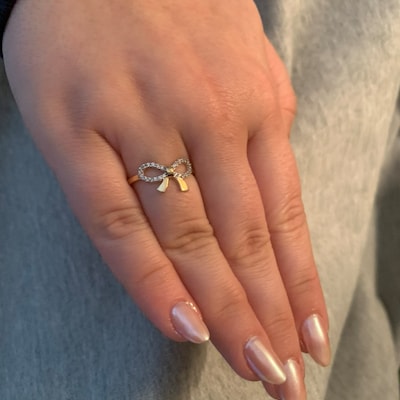 Infinity Women Ring in 14k Solid Gold, Infinity Shaped Wedding Band ...