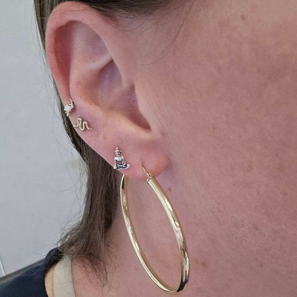 SET of 3 Pairs of Tiny Hoop Sterling Silver Earrings, Tiny Hoop ...