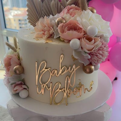 Baby in Bloom Cake Charm Floral Baby Shower Decorations Baby Shower ...