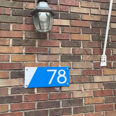 Modern House Numbers, Blue Alucobond With Black Acrylic Contemporary ...