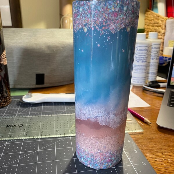 20 Oz Skinny Tumbler Glitter Beach Wrap Tapered Straight Template ...