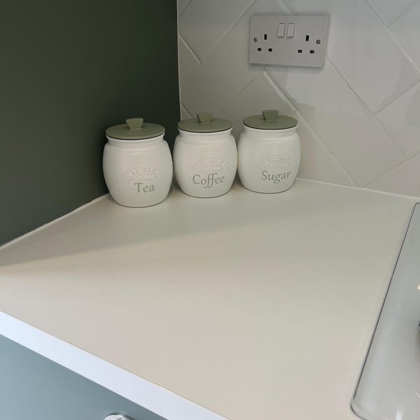 Sage Green Tea Coffee Sugar Canisters Biscuit Utensil Jars With Bread ...