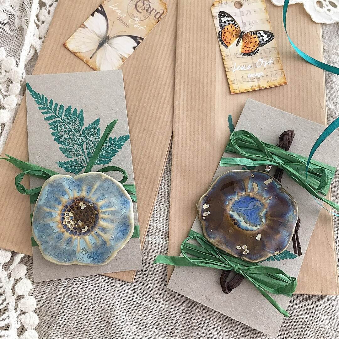 Ceramic Blue Flower Necklace / Art Pendant Flower | Etsy