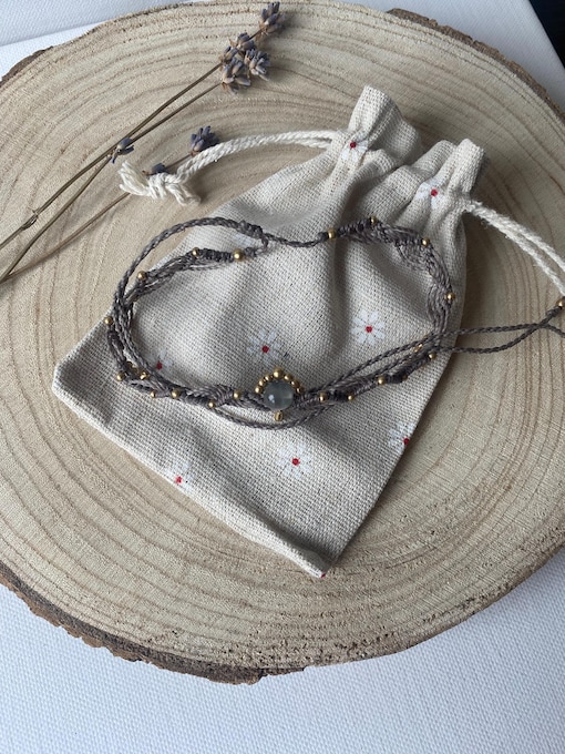 Tornozeleira de macramê feita à mão com pingente de lua, pulseira de ...