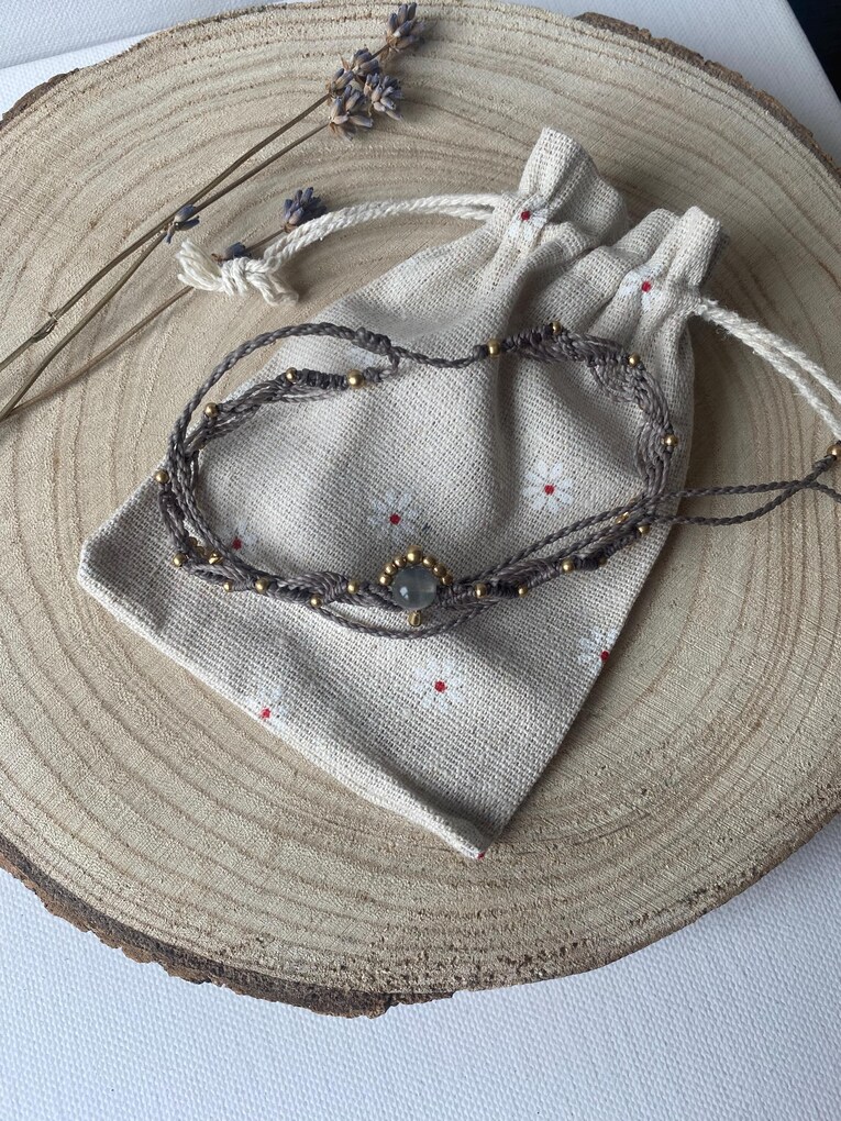 Tornozeleira de macramê feita à mão com pingente de lua, pulseira de ...