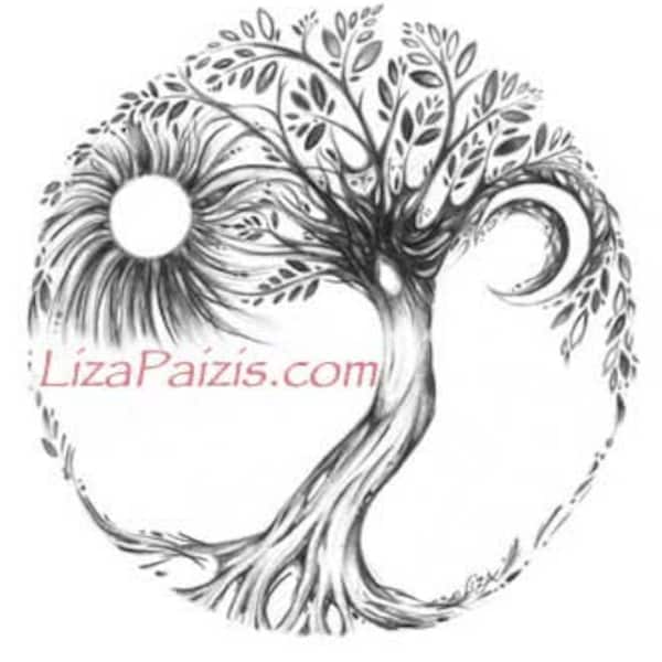 Tree of Love Art Print Tree Lovers Romantic Art Print Man Woman Tree ...