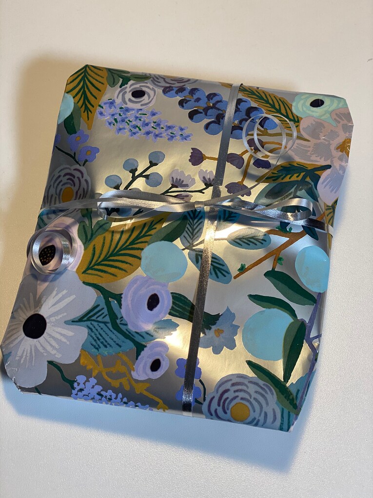 Rifle Paper Co. Floral Ponytail Scrub Cap: Navy Metallic, Ribbon Ties ...