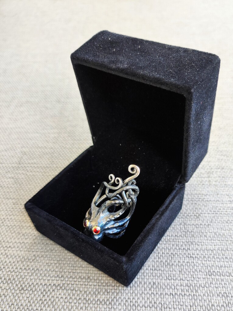 Oxidized Sterling Silver Octopus Necklace: Aquamarine, Pearl & Zircon ...