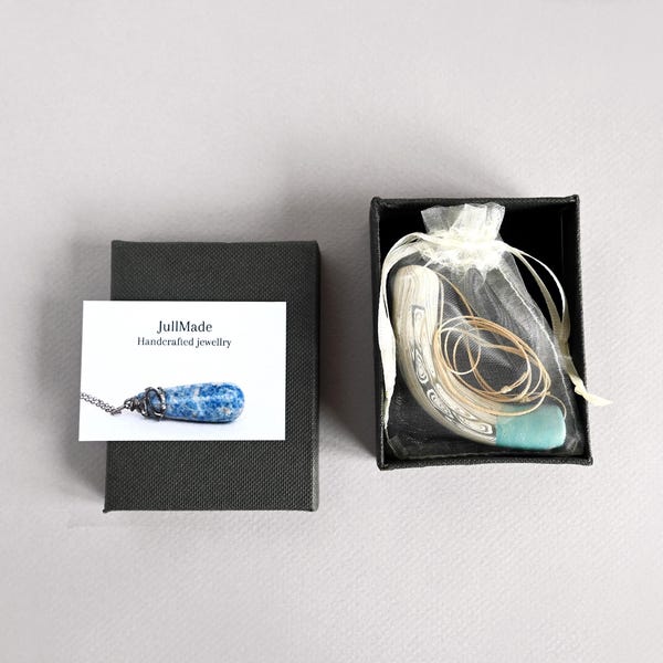 Colar com pingente de coco azul e branco, cordão longo ajustável ...