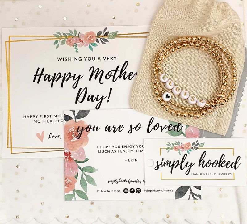 5 Bracelet Stack Stackable Gold Bracelets Personalized Custom Beaded Bracelet Custom Word ...