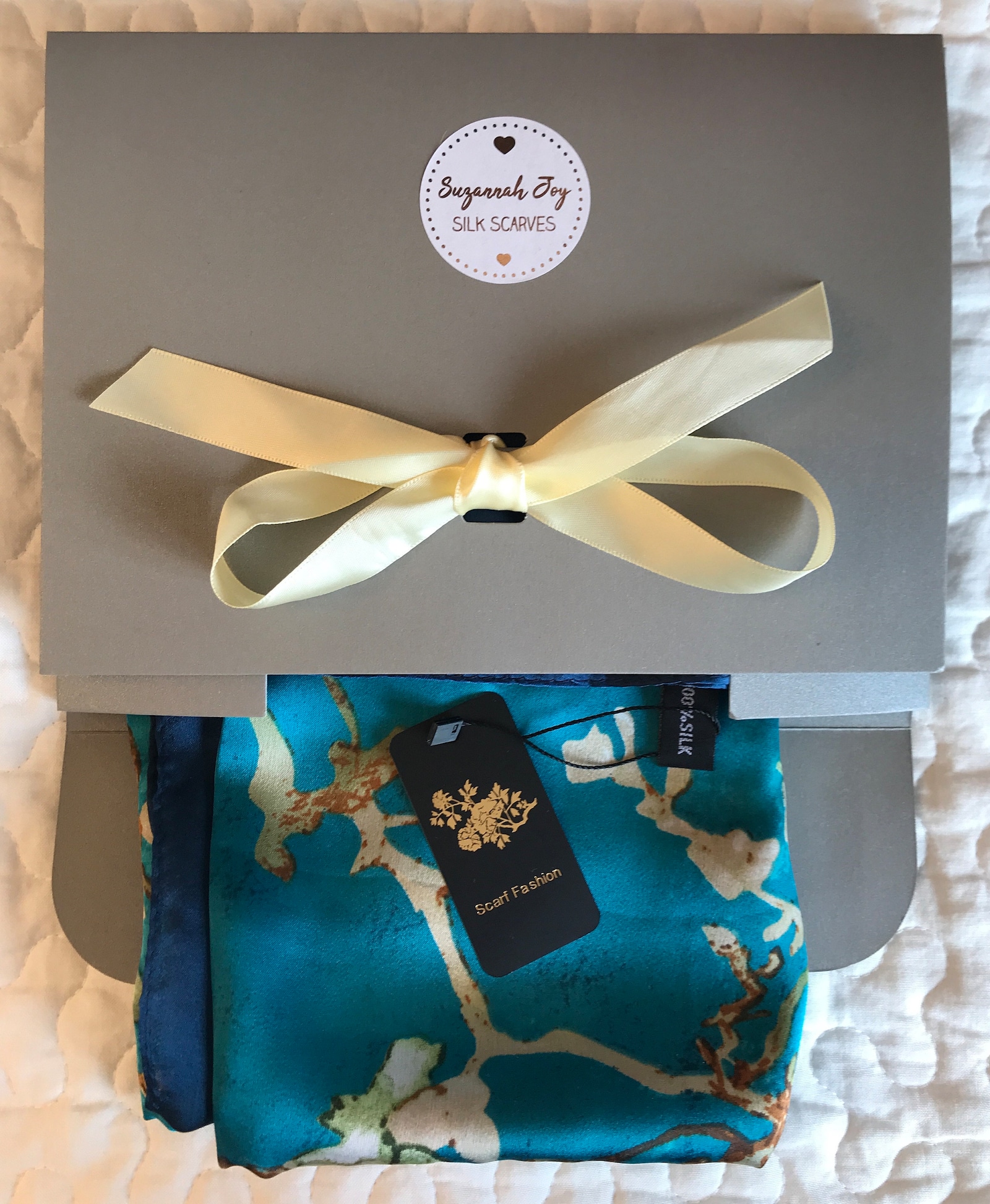 Luxurious Soft Silk Scarf. Delicate, Waterlily Theme. Personalised Gift ...