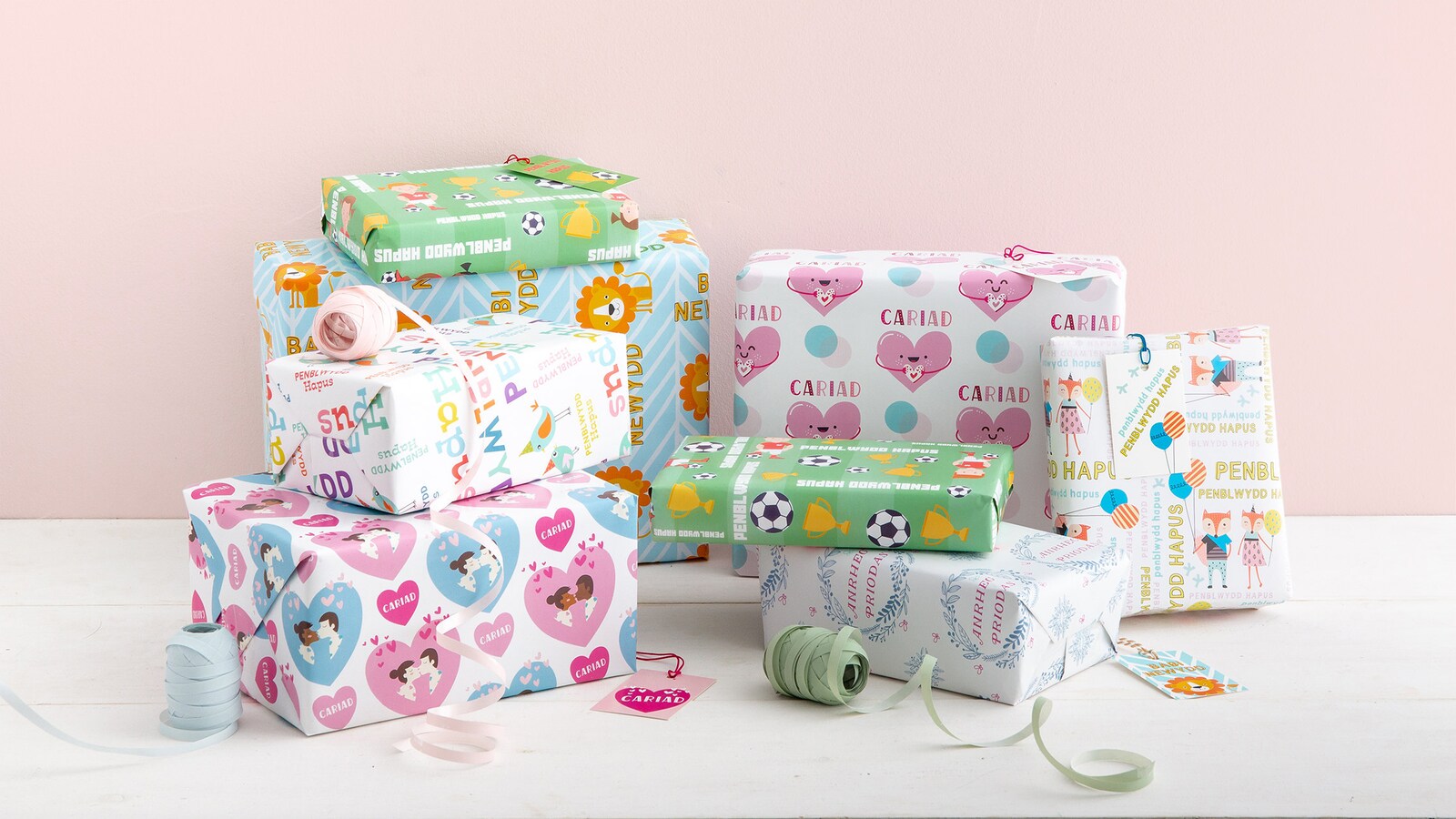 Welsh Birthday Wrapping Paper, Penblwydd Hapus With Bird Design, Single ...