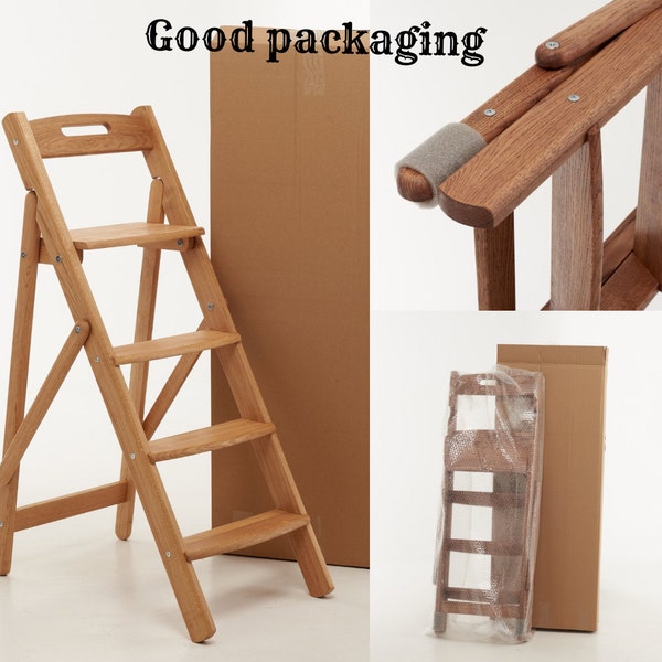 A Wooden Folding Ladder Made of Oak. Size110cm High(43inche)for Home ...