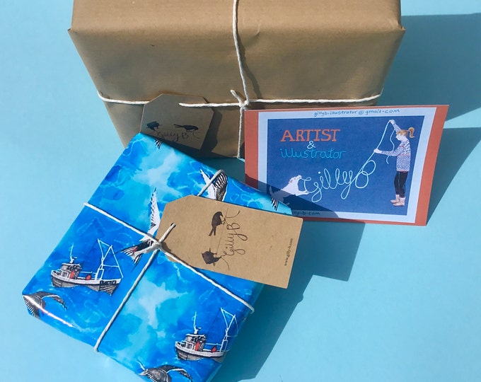 Screen Printed, Concertina Card, Featuring a Dog Walker and a Cyclist ...