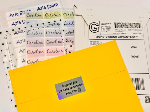 Glitter Rainbow Waterproof Long Name Stickers Daycare Labels Print Kids ...