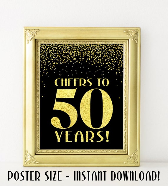 50th ANNIVERSARY DECORATIONS Sign 50 Years Banner Golden