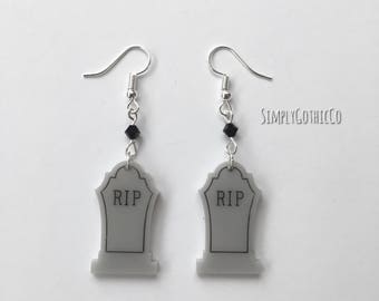 Tombstone Earrings Halloween Tombstone Studs RIP Tombstone