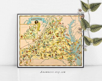 UNITED STATES Map Print Digital Download vintage U.S.