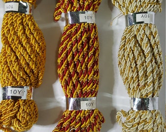 Cord Twisted Trim 5 yards 7.5 mm width All Colours Upholstery