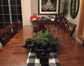 Black Plaid Buffalo Check Table Runner Table Centerpiece